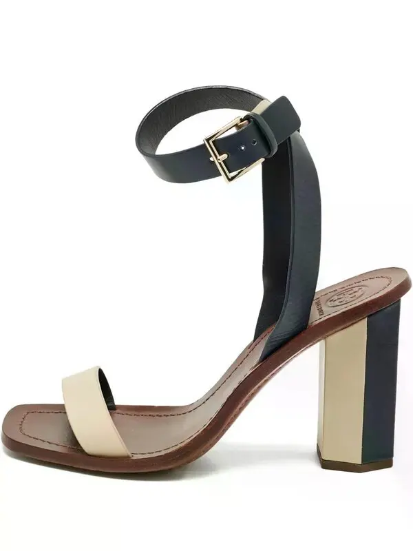 Tory Burch Block Heel Sandals With Ankle Strap And Gold-tone Buckle