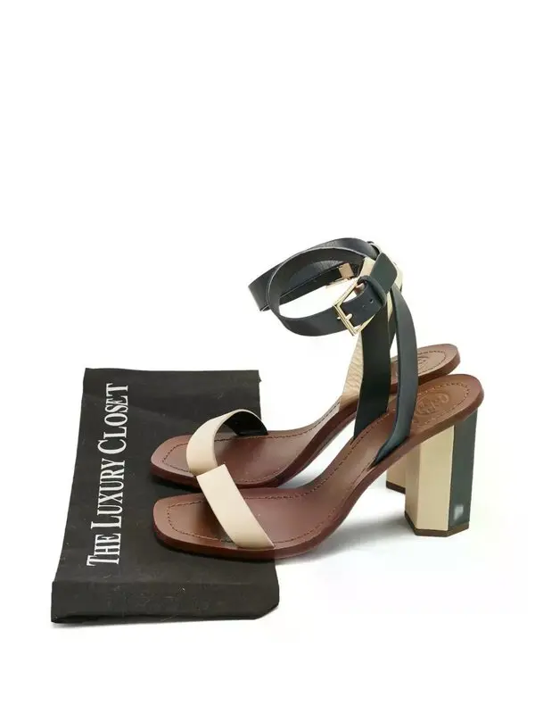 Tory Burch Block Heel Sandals With Ankle Strap And Gold-tone Buckle