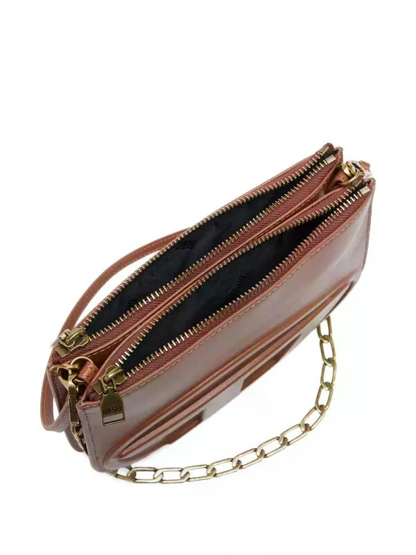 DIESEL® 1dr Twin Embossed Zipped Shoulder Bag - Brown
