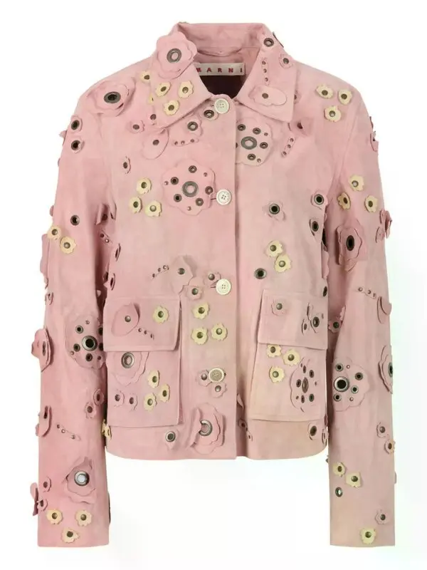 Marni Flower-appliqué Studded Jacket