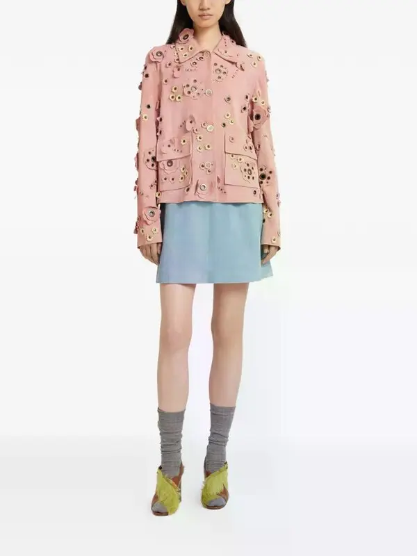 Marni Flower-appliqué Studded Jacket