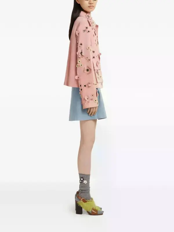 Marni Flower-appliqué Studded Jacket