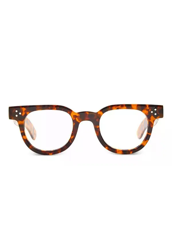 JULIUS TART OPTICAL Stud Round-frame Glasses - Brown