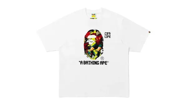 A BATHING APE X Cr7 Life Comic Graphic Relaxed Fit Tee Shirt - White/yellow/red