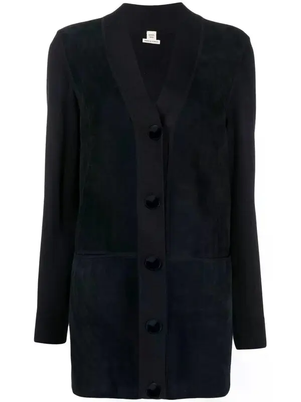 Hermès V-neck Suede Cardigan