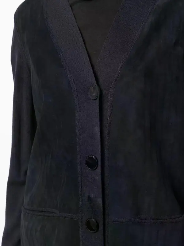 Hermès V-neck Suede Cardigan