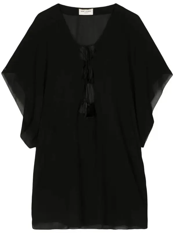 Saint Laurent Lace-up Semi-sheer Kaftan