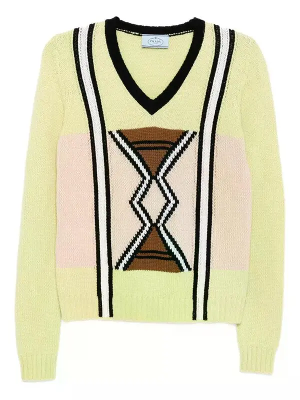 Prada Long-sleeve V-neck Sweater - Neutrals