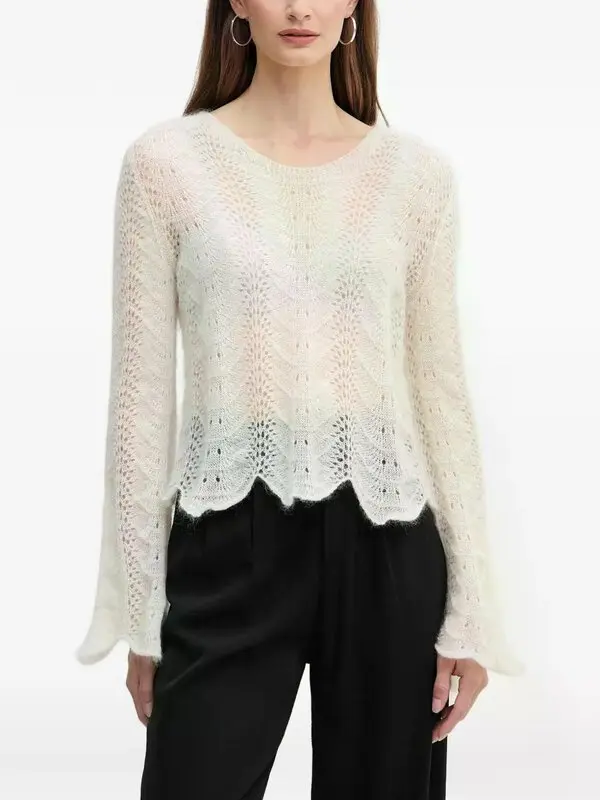 TWINSET Scalloped Hem Open-work Sweater