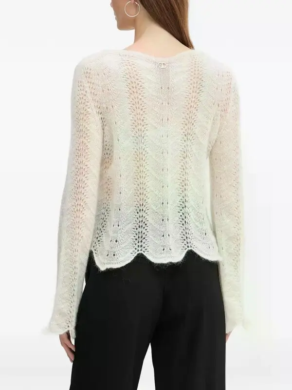 TWINSET Scalloped Hem Open-work Sweater