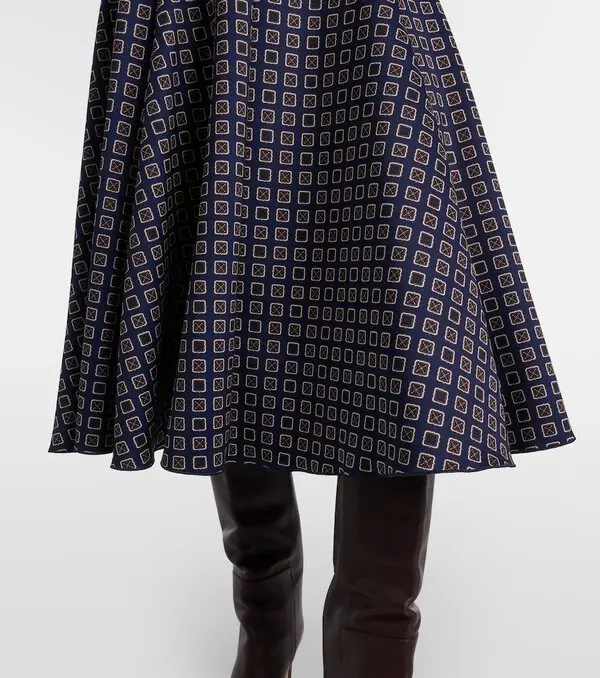 Max Mara Benda Printed Jersey Midi Skirt - Blue