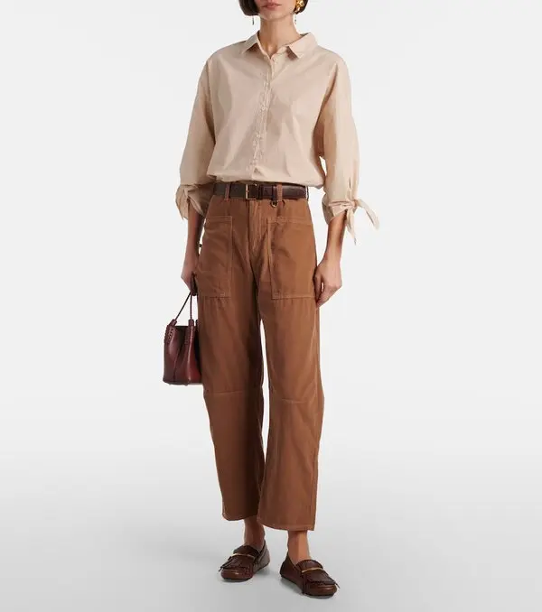 Velvet By Graham & Spencer Sue Cotton Straight Leg Pants - Brown