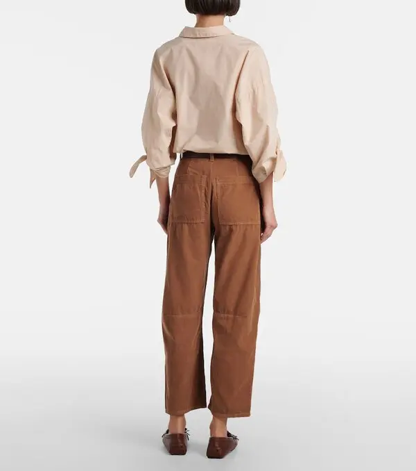 Velvet By Graham & Spencer Sue Cotton Straight Leg Pants - Brown