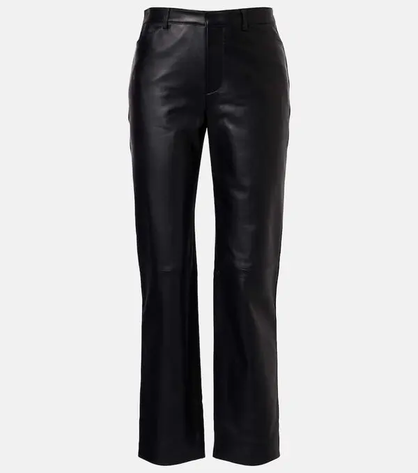 Vince Leather Cropped Straight Pants