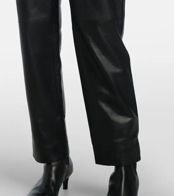 Vince Leather Cropped Straight Pants