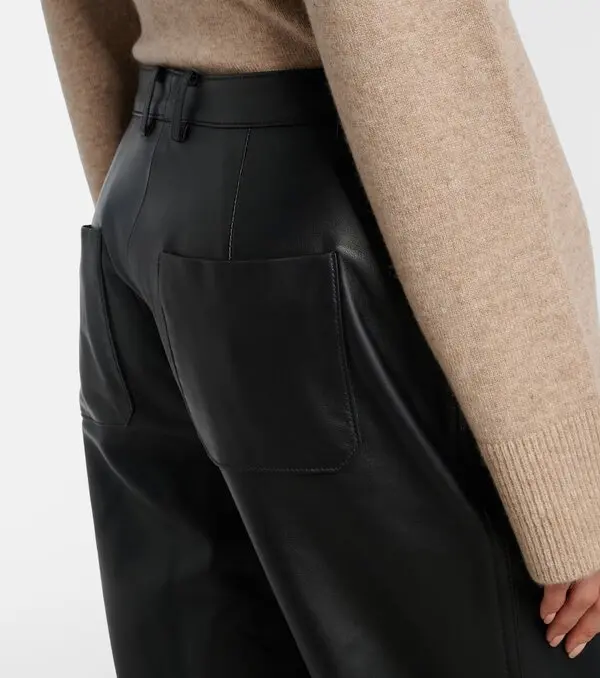 Vince Leather Cropped Straight Pants