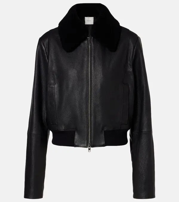 Vince Shearling-trimmed Leather Jacket - Black