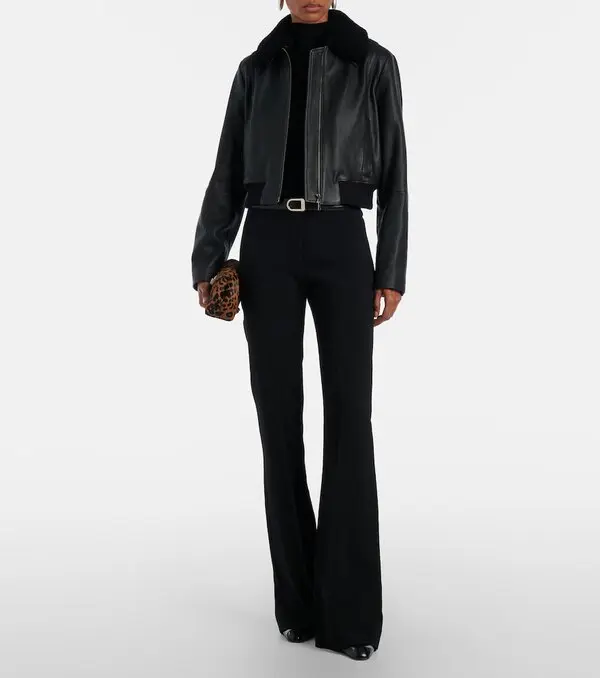 Vince Shearling-trimmed Leather Jacket