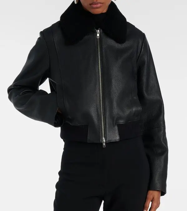 Vince Shearling-trimmed Leather Jacket