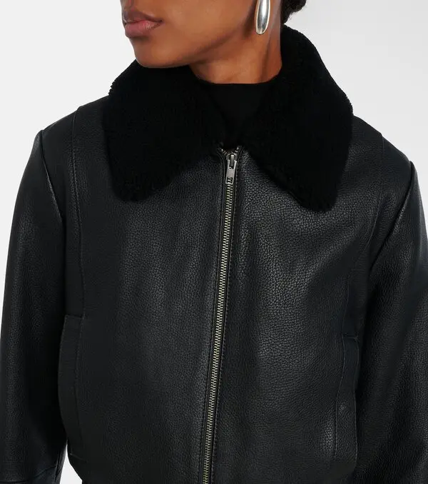 Vince Shearling-trimmed Leather Jacket