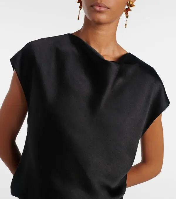 Vince Draped Satin Maxi Dress - Black