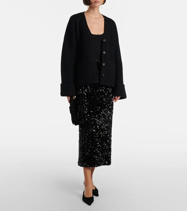 Vince Sequined Velvet Midi Skirt