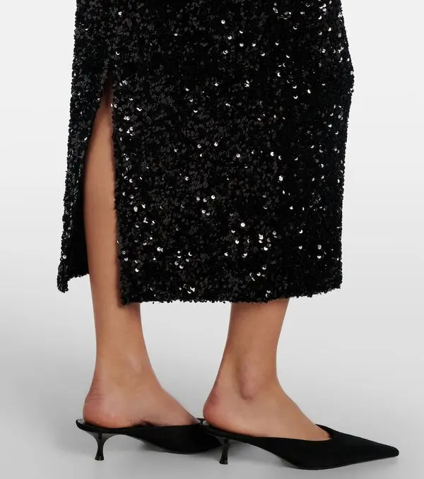 Vince Sequined Velvet Midi Skirt