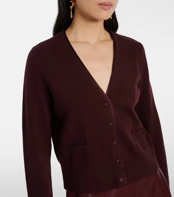 Vince Wool And Cashmere-blend Cardigan - Burgundy
