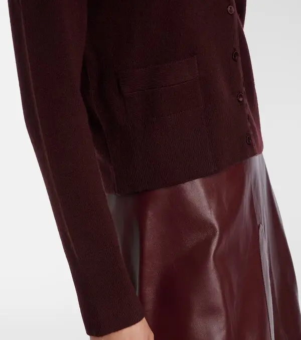 Vince Wool And Cashmere-blend Cardigan - Burgundy