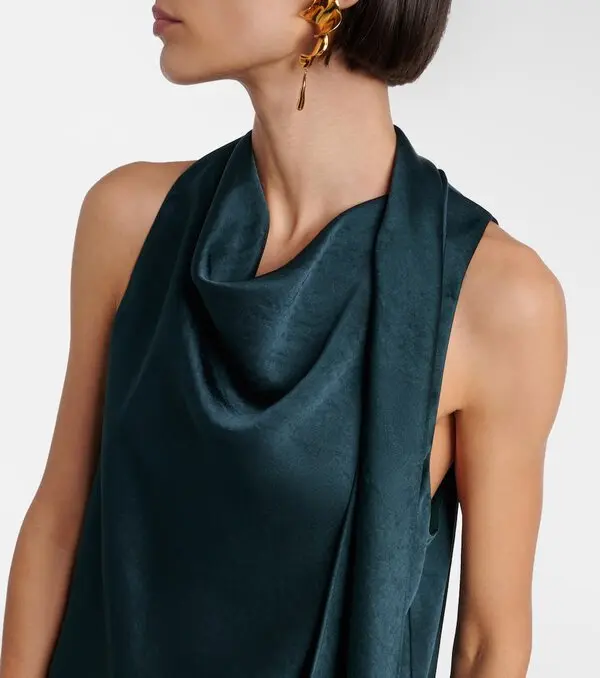 Vince Scarf-detail Satin Top - Green