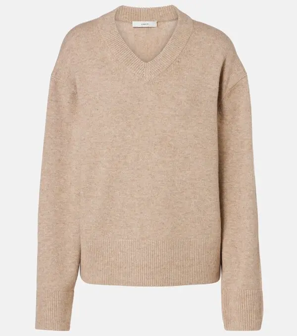 Vince Wool-blend V-neck Sweater - Beige