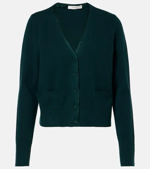 Vince Wool And Cashmere-blend Cardigan - Green