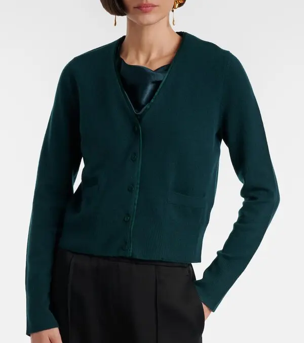 Vince Wool And Cashmere-blend Cardigan - Green