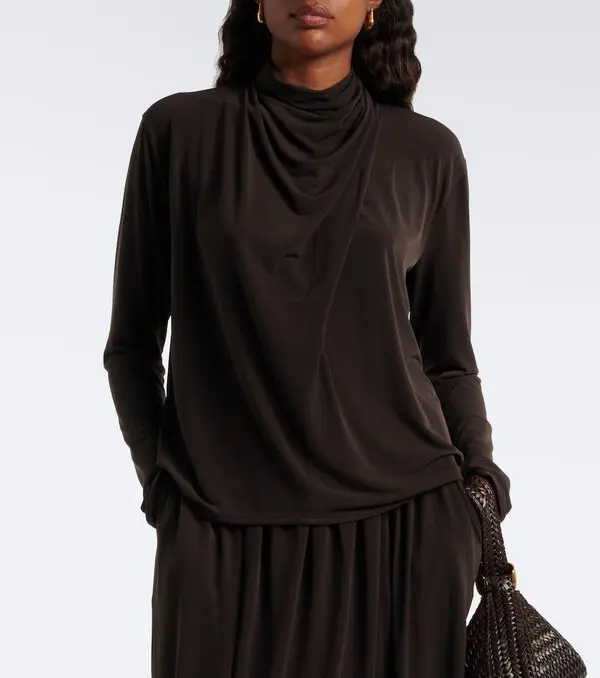 Vince Draped Jersey Top - Brown