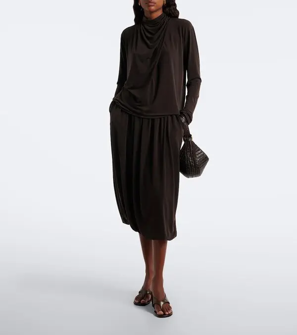Vince Draped Jersey Top - Brown
