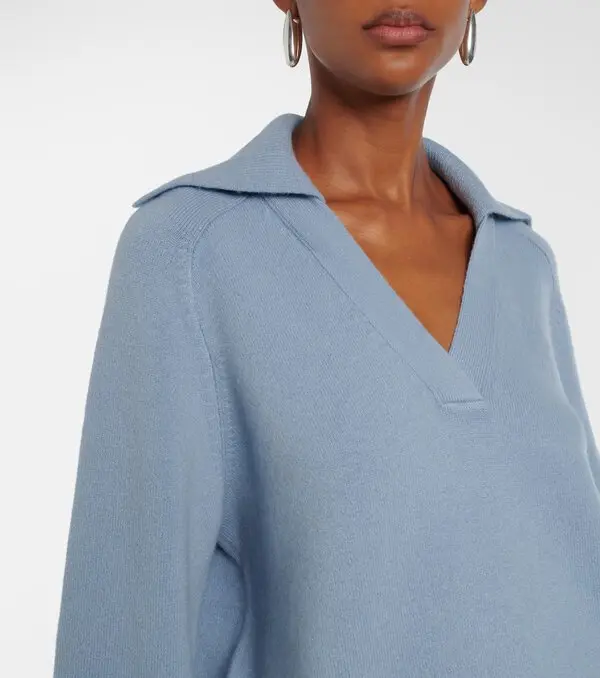 Vince Wool And Cashmere-blend Polo Sweater - Blue