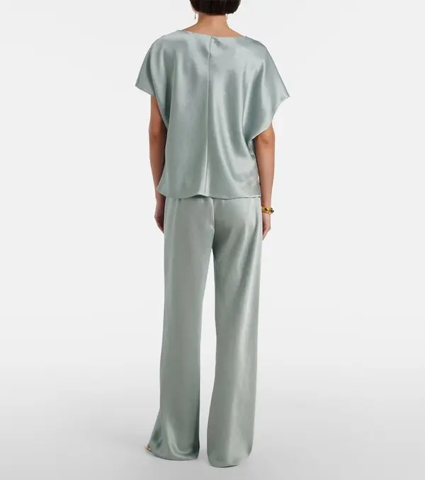 Vince Satin Wide-leg Pants - Green