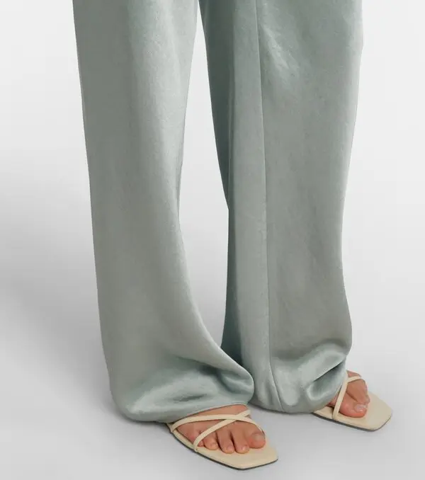 Vince Satin Wide-leg Pants - Green
