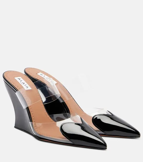 Alaïa Le Coeur Wedge Mules - Black