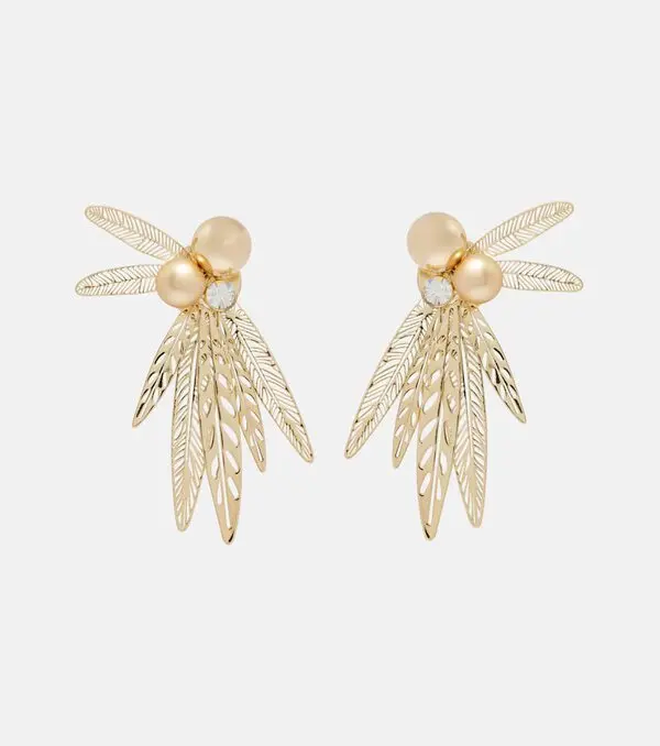 Carolina Herrera Crystal-embellished Clip-on Earrings - Gold