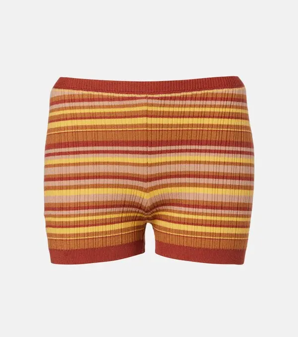 BANANHOT Jack Ribbed-knit Striped Shorts - Brown