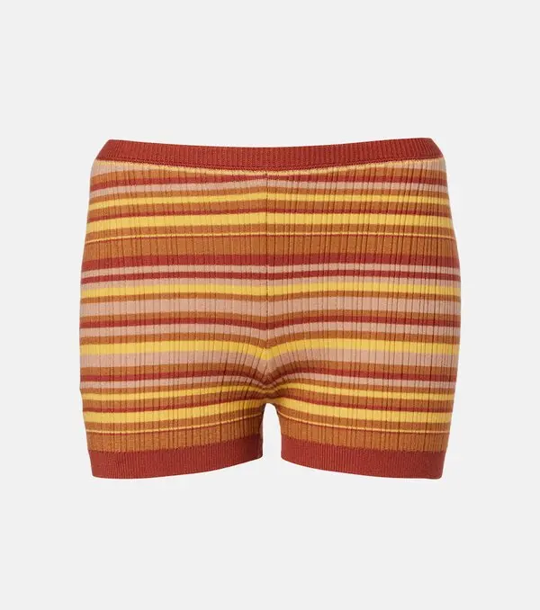 BANANHOT Jack Ribbed-knit Striped Shorts - Brown