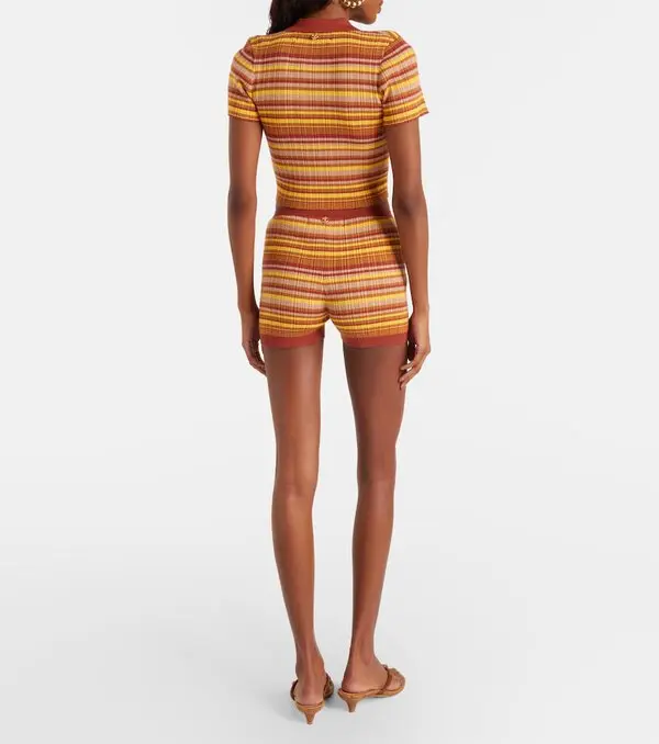 BANANHOT Jack Ribbed-knit Striped Shorts - Brown