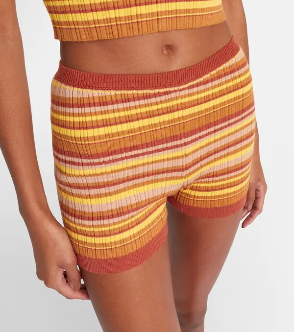 BANANHOT Jack Ribbed-knit Striped Shorts - Brown