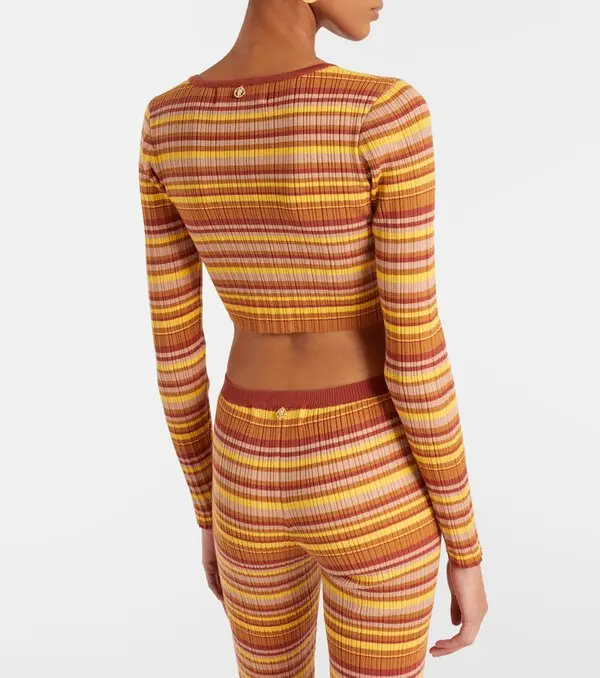 BANANHOT Ann Ribbed-knit Striped Cropped Cardigan - Multicoloured