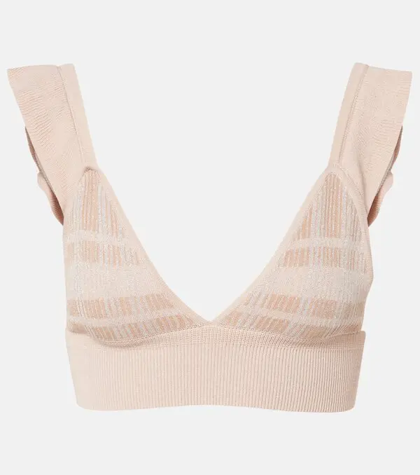BANANHOT Petra Checked Ribbed-knit Bra Top - Pink
