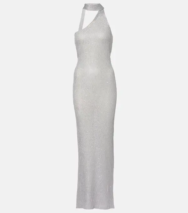 BANANHOT Aretha Sequined One-shoulder Maxi Dress - Silver