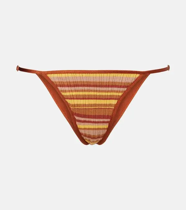 BANANHOT Ann Ribbed-knit Striped Bikini Bottoms - Multicoloured