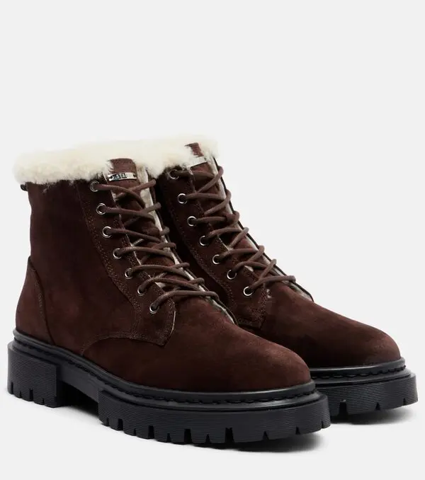Staud Henry Shearling-lined Suede Combat Boots