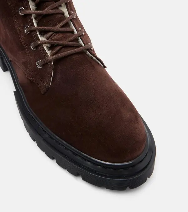 Staud Henry Shearling-lined Suede Combat Boots